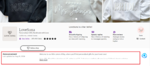 How to write an Effective Etsy Shop Announcement & Inspiring examples
