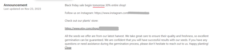 How to write an Effective Etsy Shop Announcement & Inspiring examples