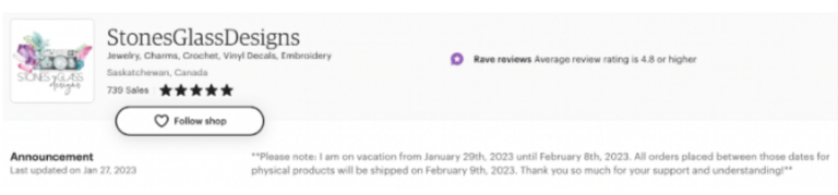 How to write an Effective Etsy Shop Announcement & Inspiring examples