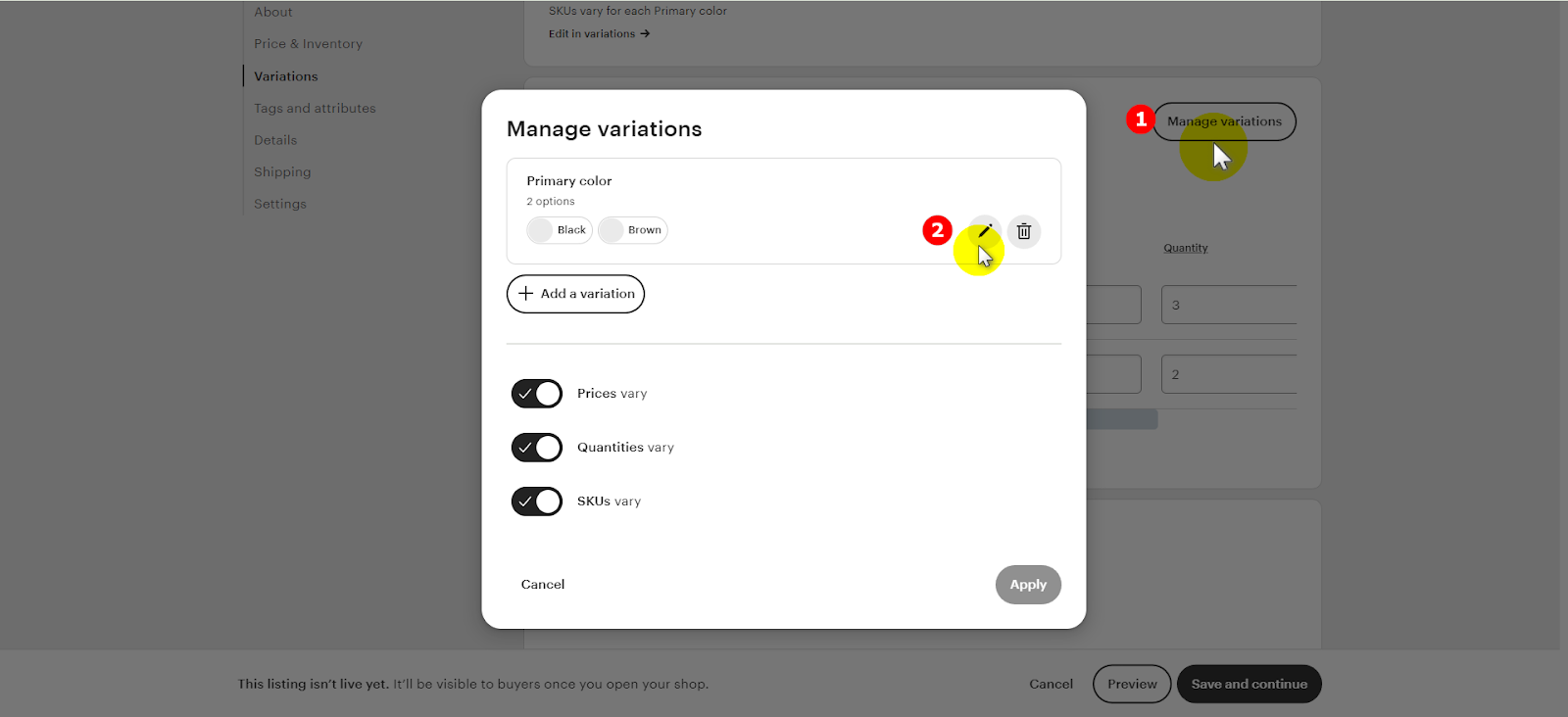 Adding Variations On Etsy: A 101 Guide With Screenshots